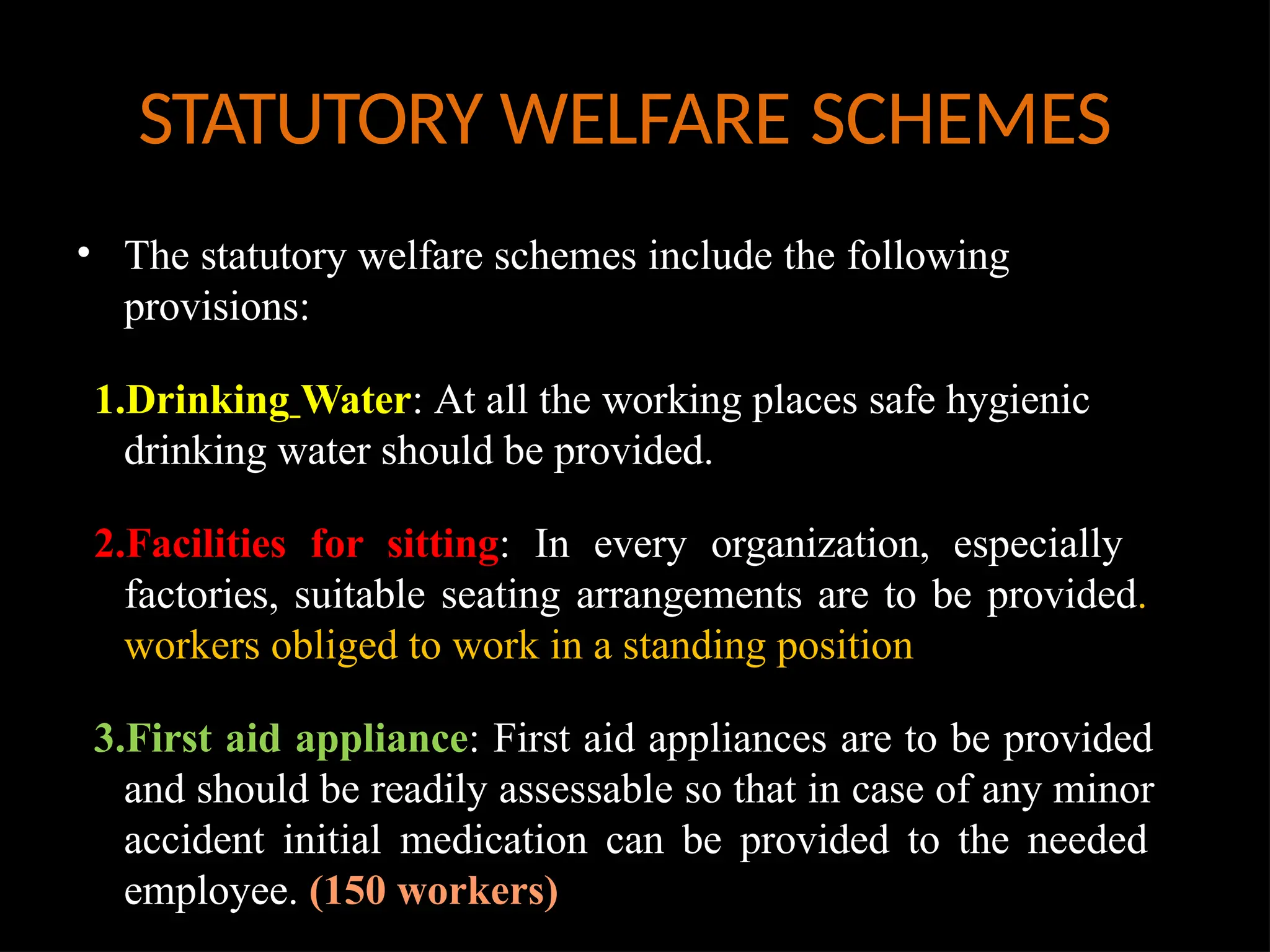 labour welfare facilities in the industrial establishment | PPTX