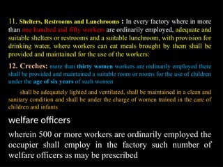 labour welfare facilities in the industrial establishment | PPTX