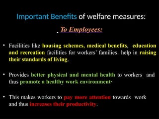 labour welfare facilities in the industrial establishment | PPTX