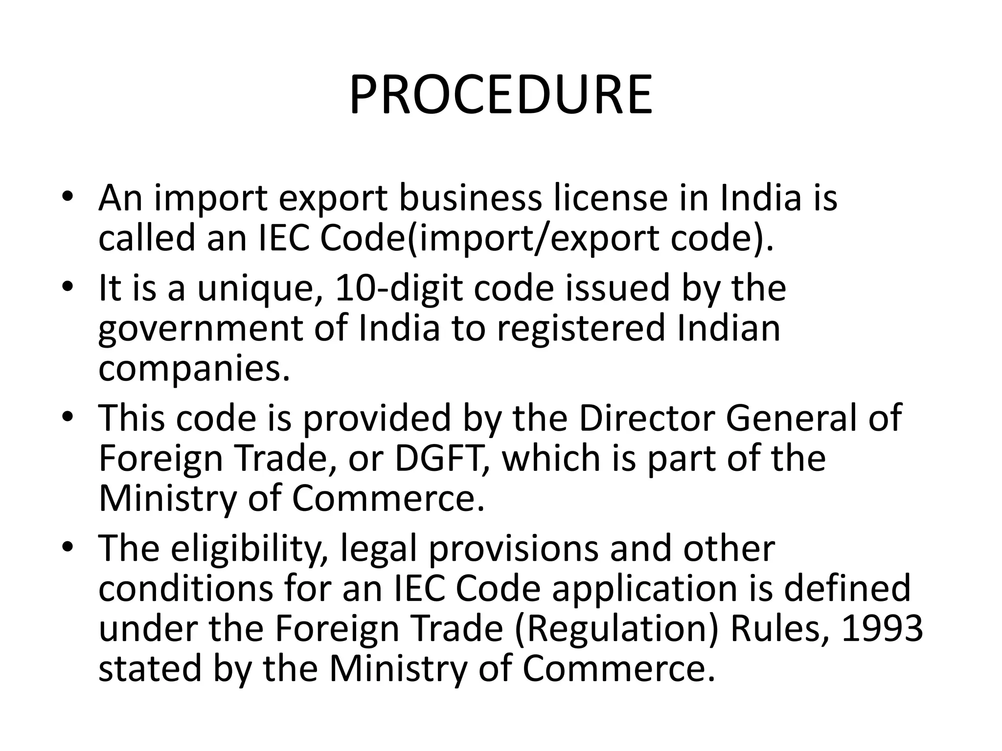 LICENCING PROCEDURE FOR EXPORT AND IMPORT | PPTX
