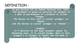 Pledge, bailment, essentials and importance | PPTX