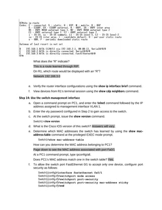 Labpractice1 configuringbasicroutingandswitchingwithanswer-121214084802-phpapp02 | PDF