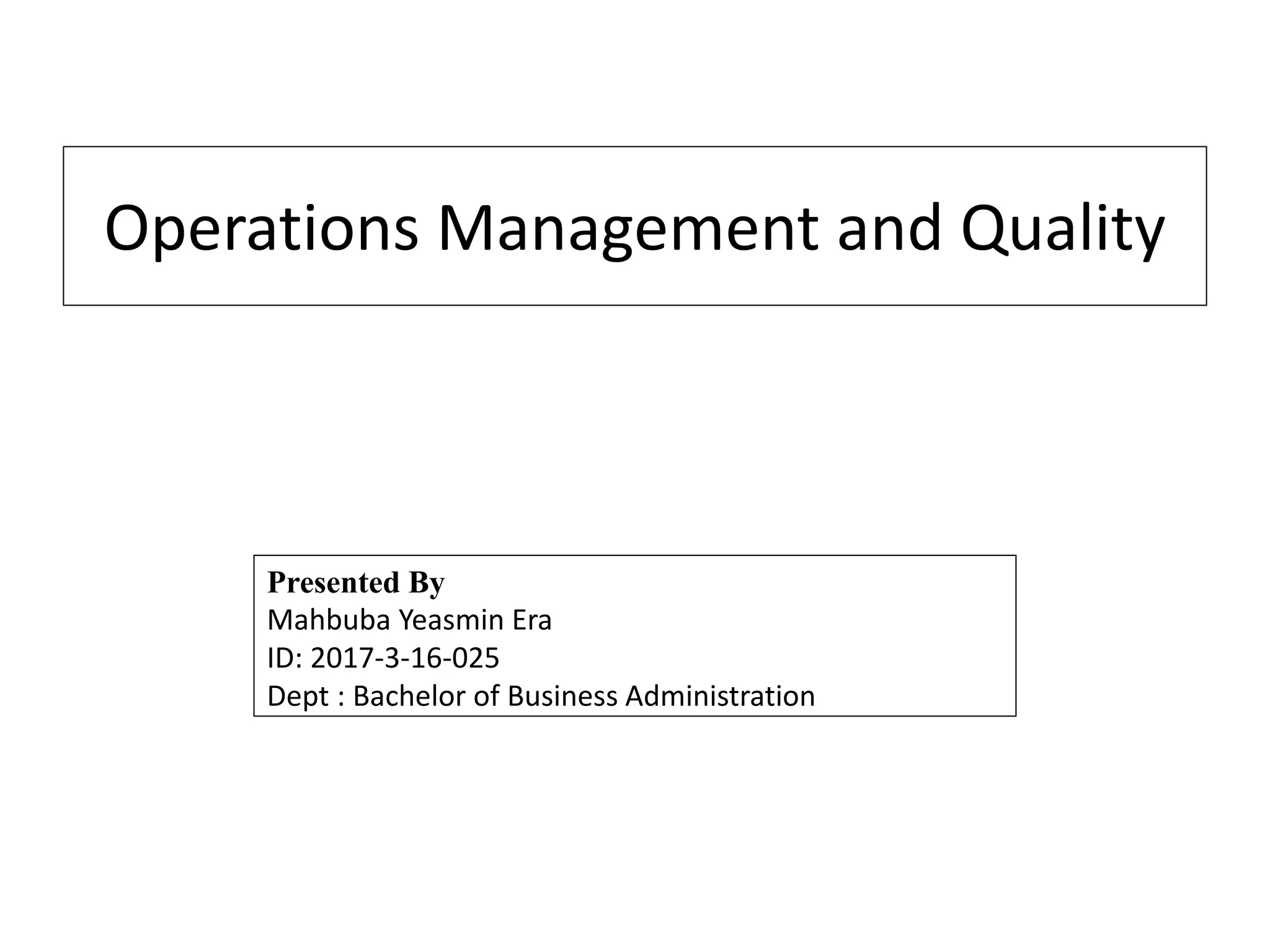 Operations Management and Quality | PPTX