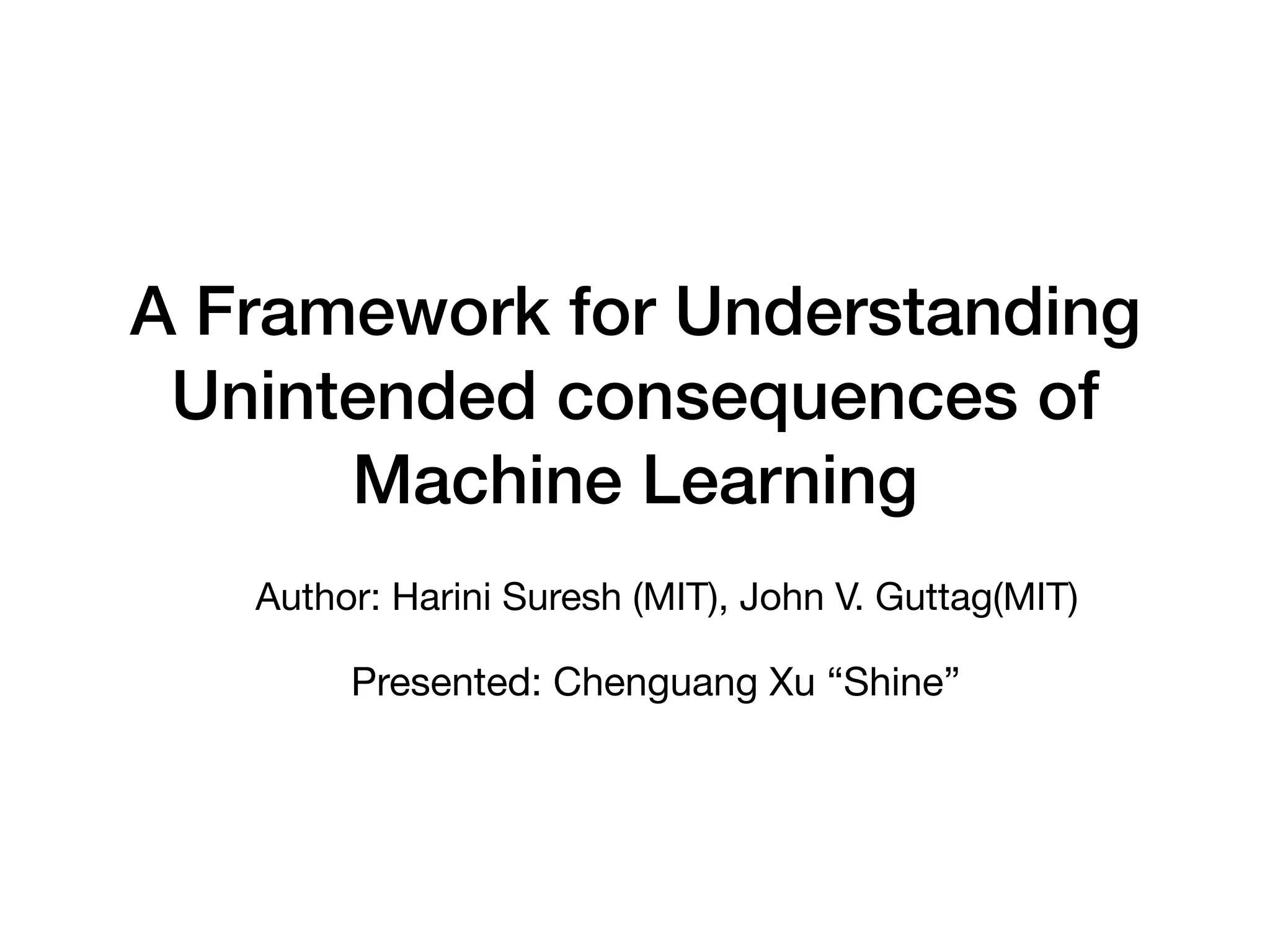 Lab presentation (a framework for understanding unintended consequences ...