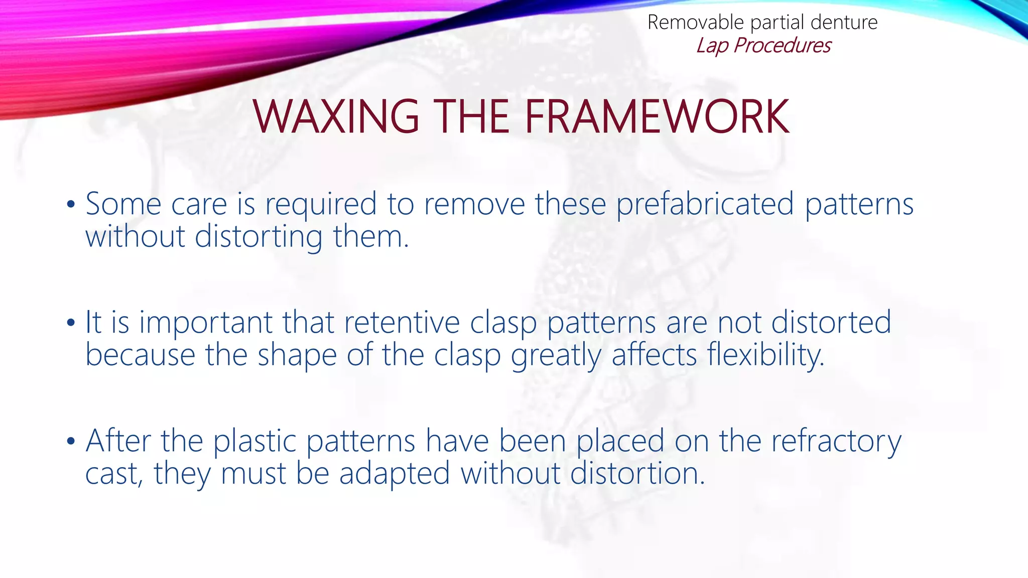 Lab steps of partial denture framework construction | PPTX