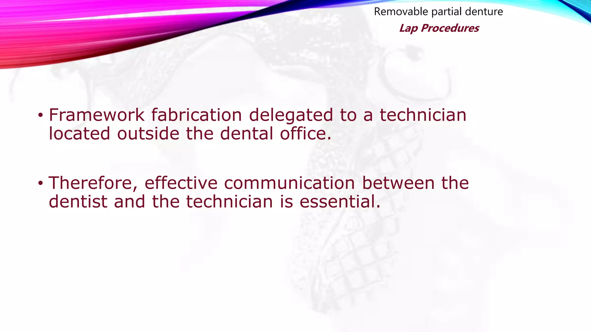 Lab steps of partial denture framework construction | PPTX