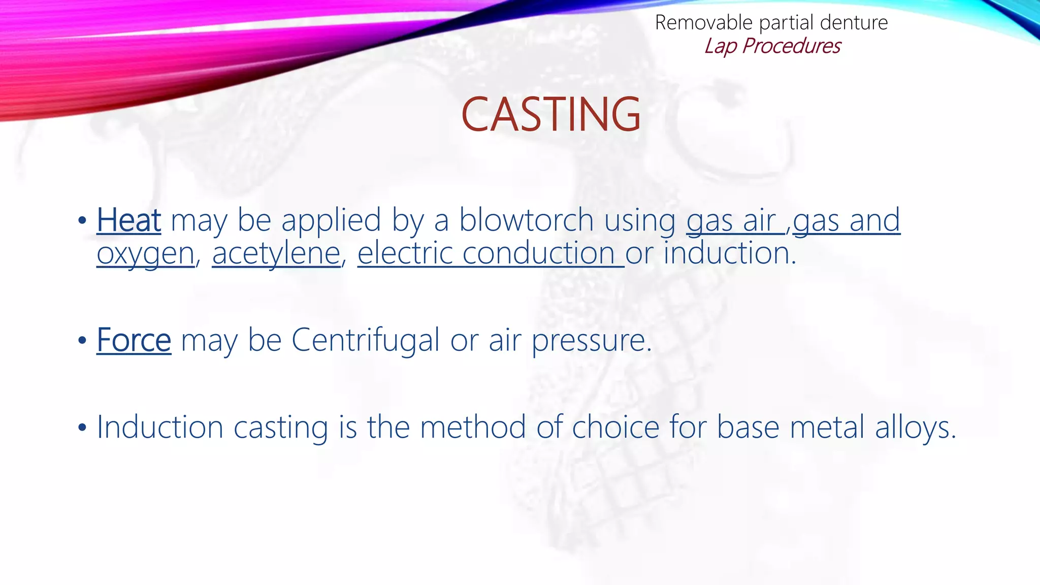 Lab steps of partial denture framework construction | PPTX