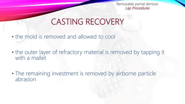Lab steps of partial denture framework construction | PPTX