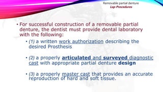 Lab steps of partial denture framework construction | PPTX