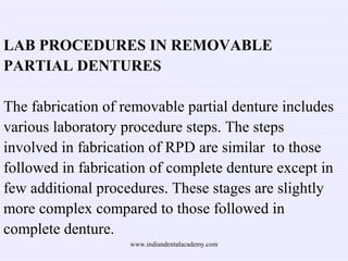 Lab procedures in rpd/ dental education in india | PPT
