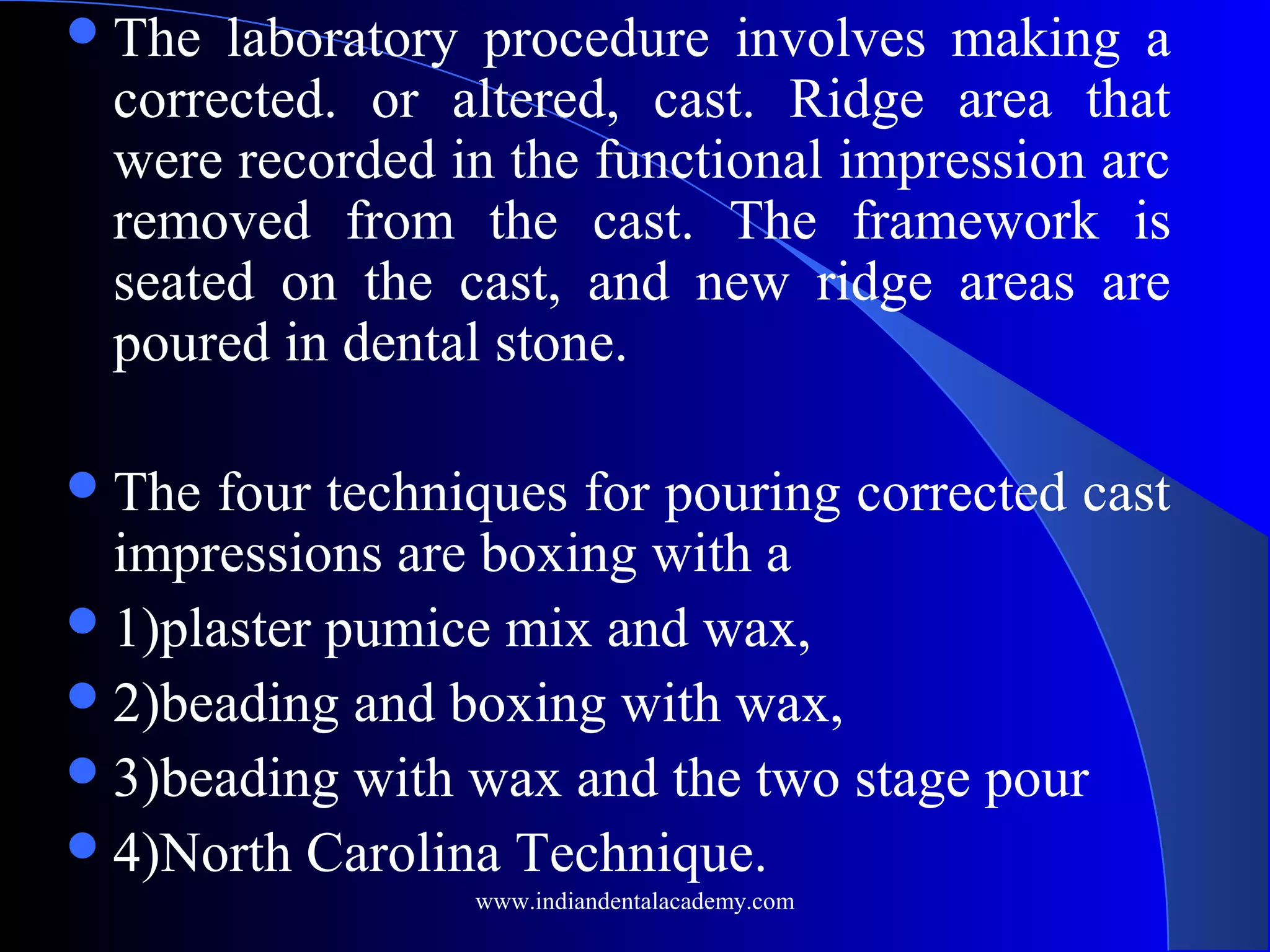 Lab procedures in conventional cast partial dentures / dental lab ...