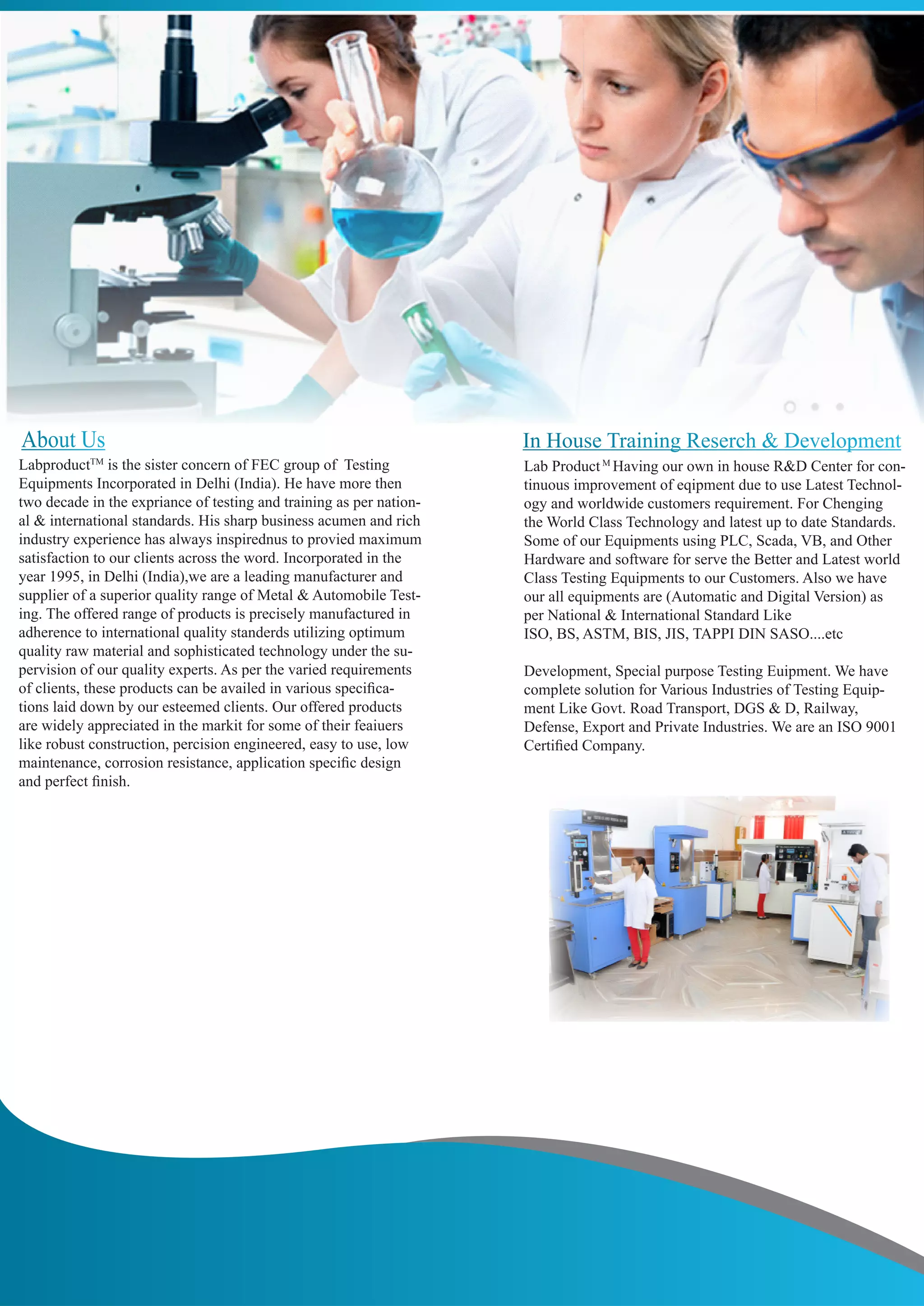 Testing/Manufacture/Lab product catalogue | PDF