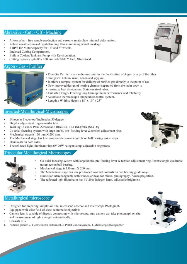 Testing/Manufacture/Lab product catalogue | PDF