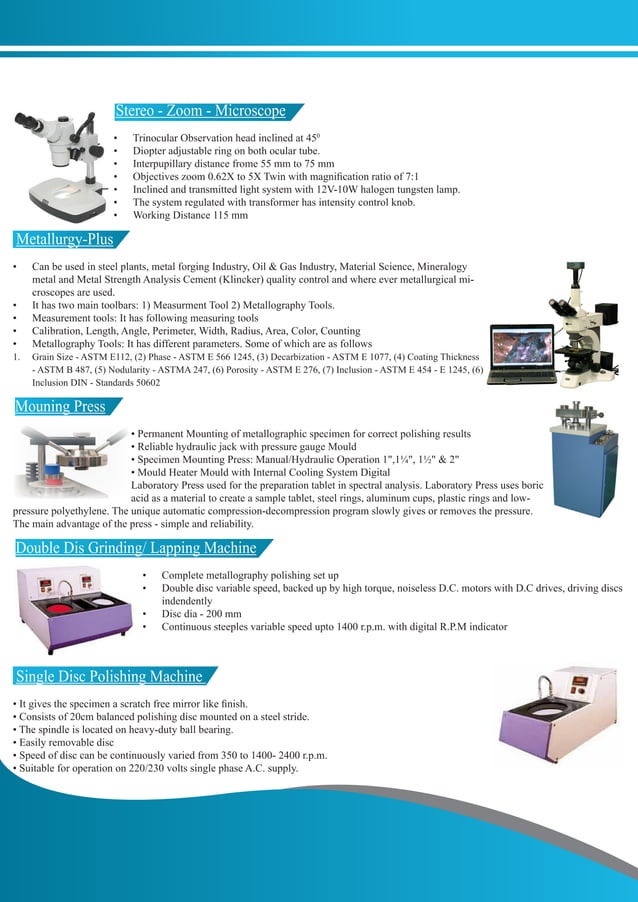 Testing/Manufacture/Lab product catalogue | PDF