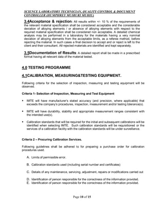 Lab&production quality control manual | PDF