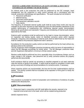 Lab&production quality control manual | PDF