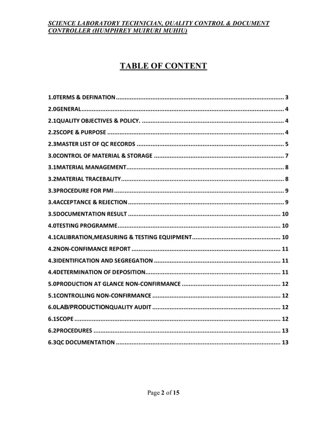 Lab&production quality control manual | PDF | Business Accounting ...