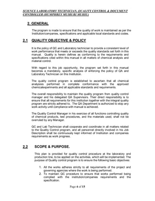 Lab&production quality control manual | PDF