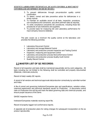 Lab&production quality controll manual | PDF