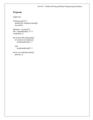 Python Lab manual program for BE First semester (all department | PDF