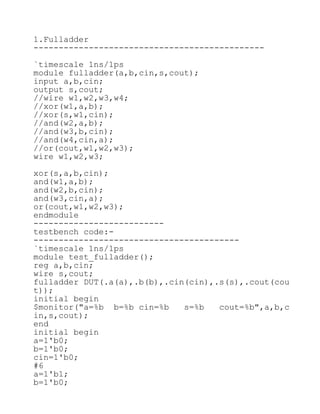 Verilog codes and testbench codes for basic digital electronic circuits ...