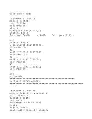 Verilog codes and testbench codes for basic digital electronic circuits ...