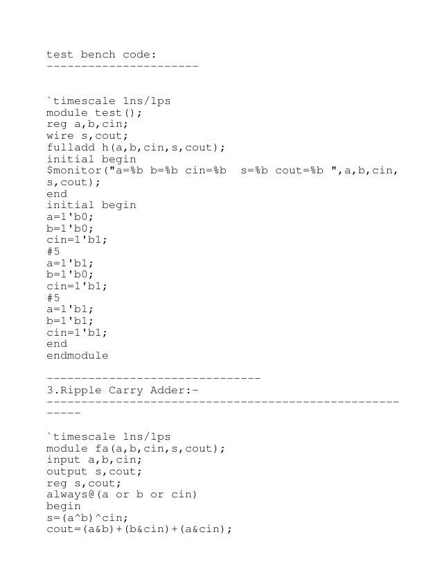Verilog Codes And Testbench Codes For Basic Digital Electronic Circui