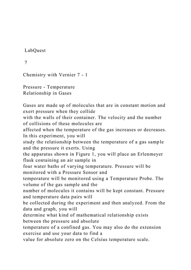 LabQuest 7 Chemistry with Vernier 7 - 1 Pressure.docx | Chemistry | Science