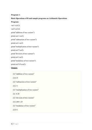 Introduction to Data Science With R Lab Record | PDF