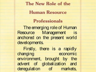 New Roles of Human Resources | PPT