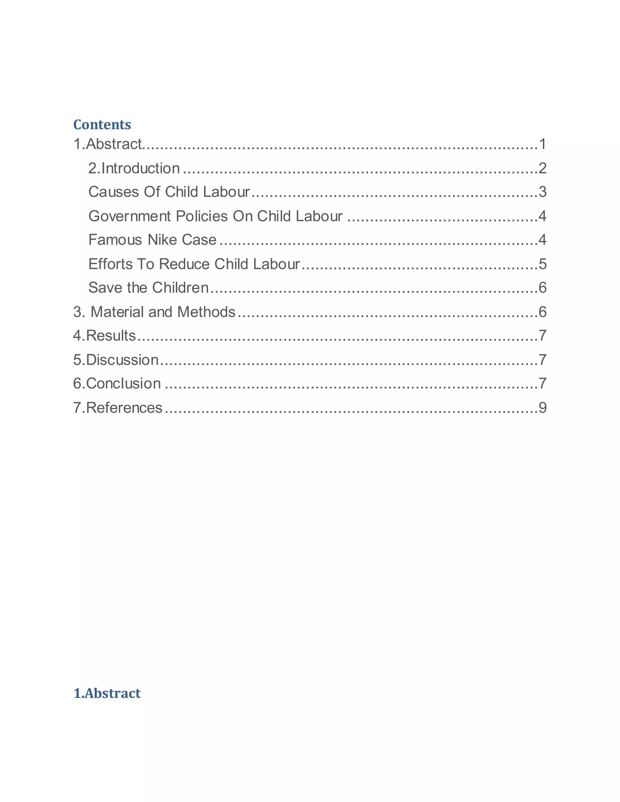 Child Labor In Pakistan | DOCX