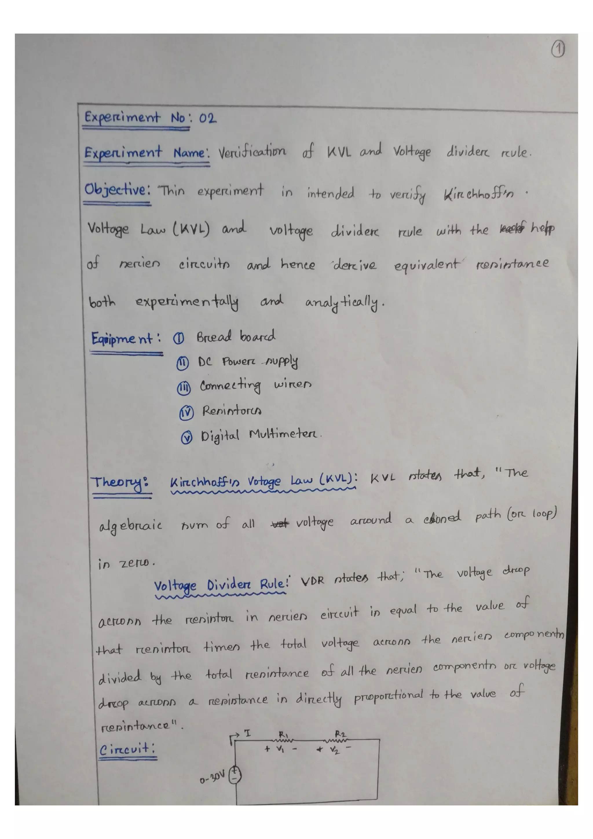 Verification of KVL and Voltage Divider Rule | PDF