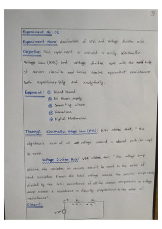 Verification of KVL and Voltage Divider Rule | PDF