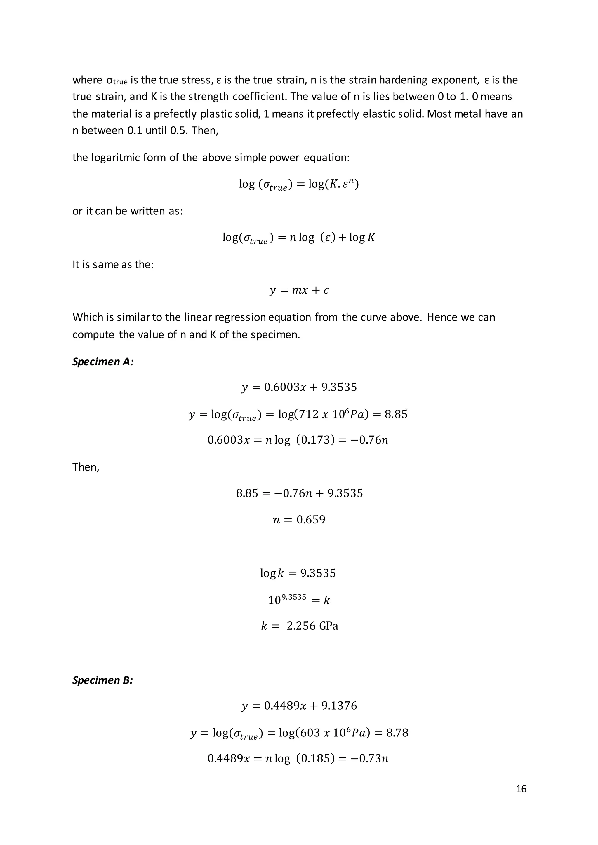Lab report engineering materials lab - tensile test | DOCX