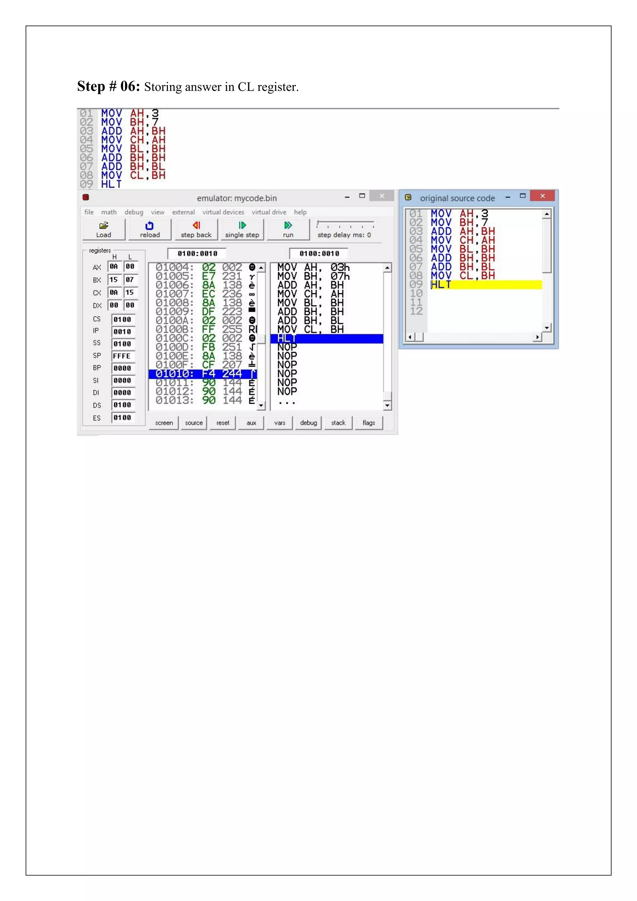 Addition, subtraction and multiplication in assembly language | PDF