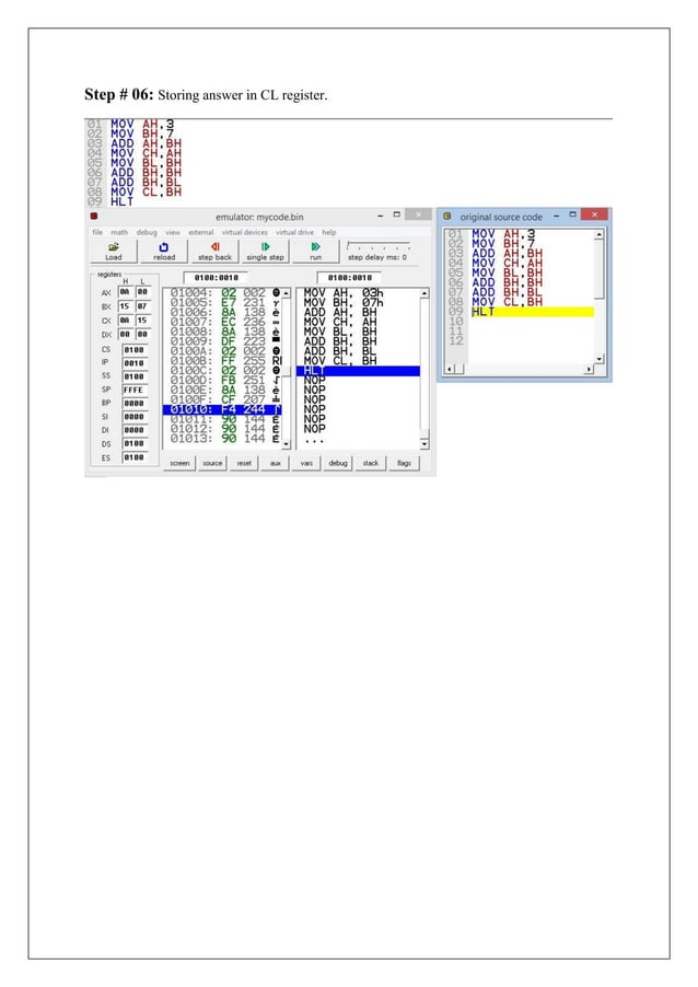 Addition, subtraction and multiplication in assembly language | PDF