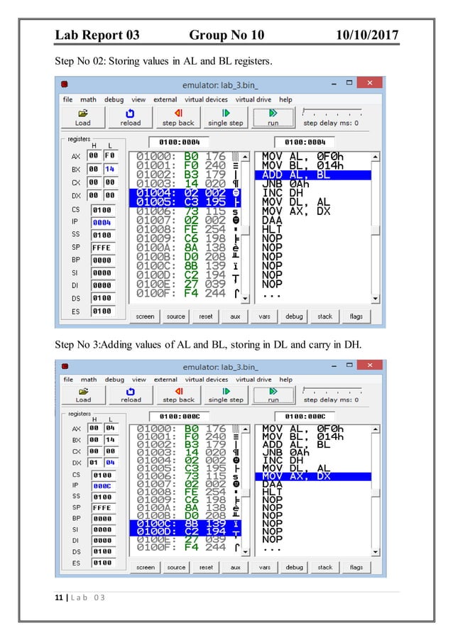 IMPLEMENTING ARITHMETIC INSTRUCTIONS IN EMU 8086 | DOCX