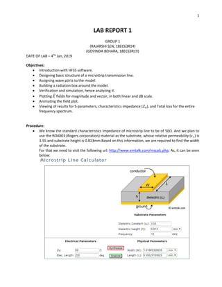 Microstrip Transmission line On HFSS , all reports S parameters ...