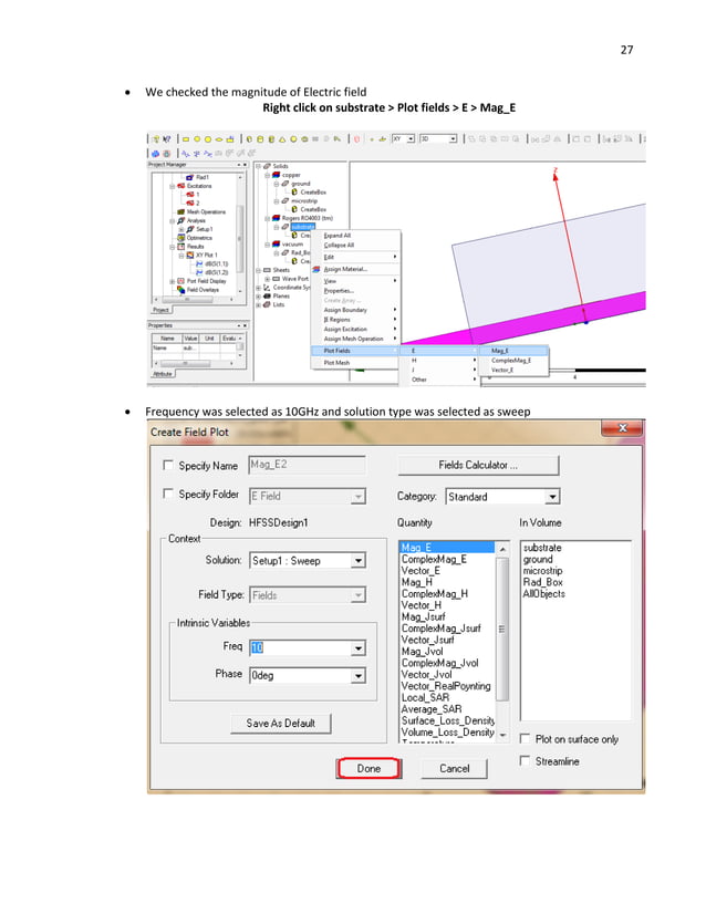 Microstrip Transmission line On HFSS , all reports S parameters , impedance , electric vector ...