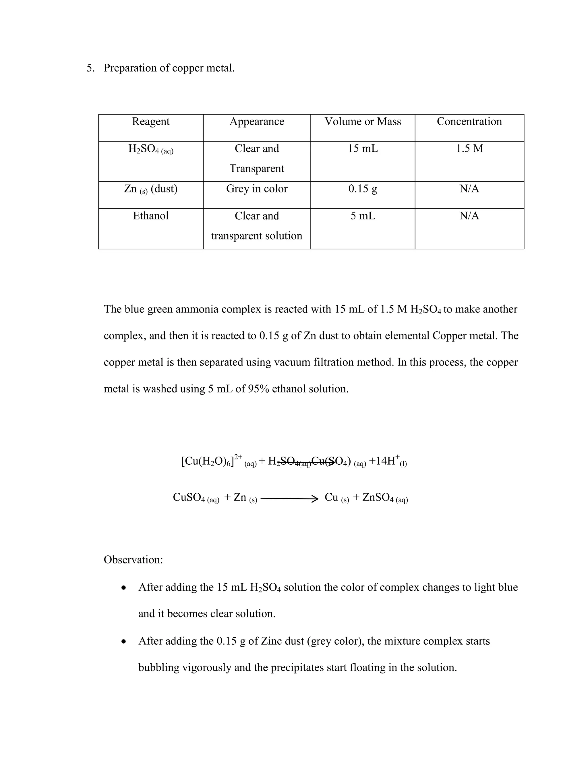 Lab Report on copper cycle | DOCX