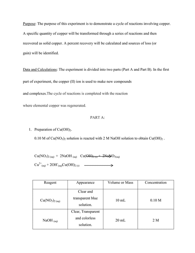 Lab Report on copper cycle | DOCX