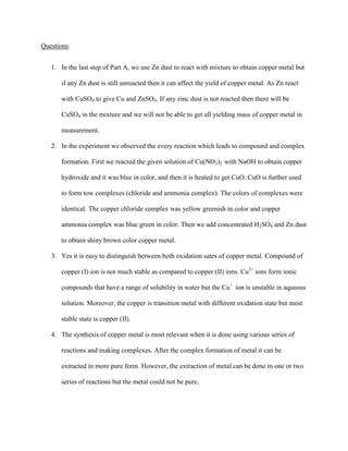 Lab Report on copper cycle | DOCX