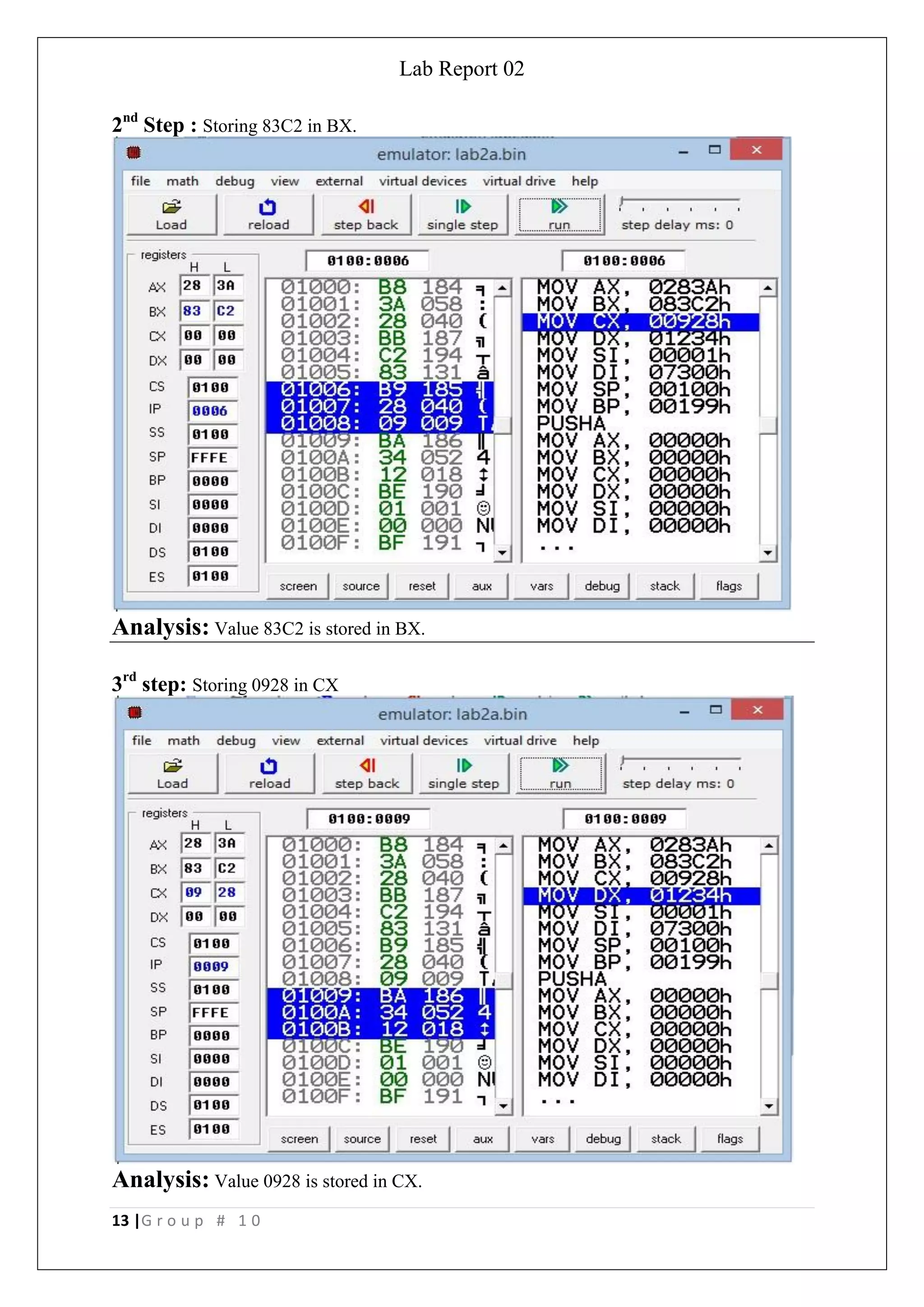 implementation of data instrucions in emu8086 | PDF