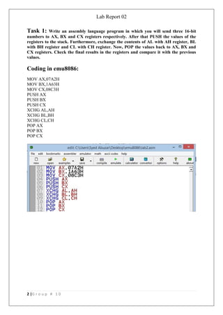 implementation of data instrucions in emu8086 | PDF