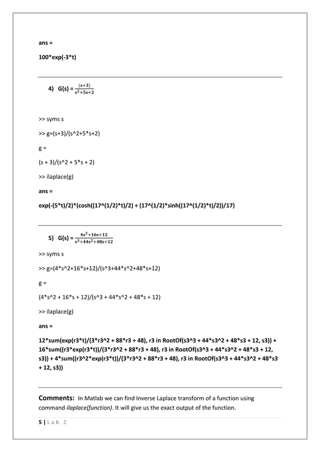 Mathematical Modelling of Electrical/Mechanical modellinng in MATLAB | PDF