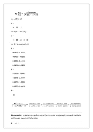 Mathematical Modelling of Electrical/Mechanical modellinng in MATLAB | PDF