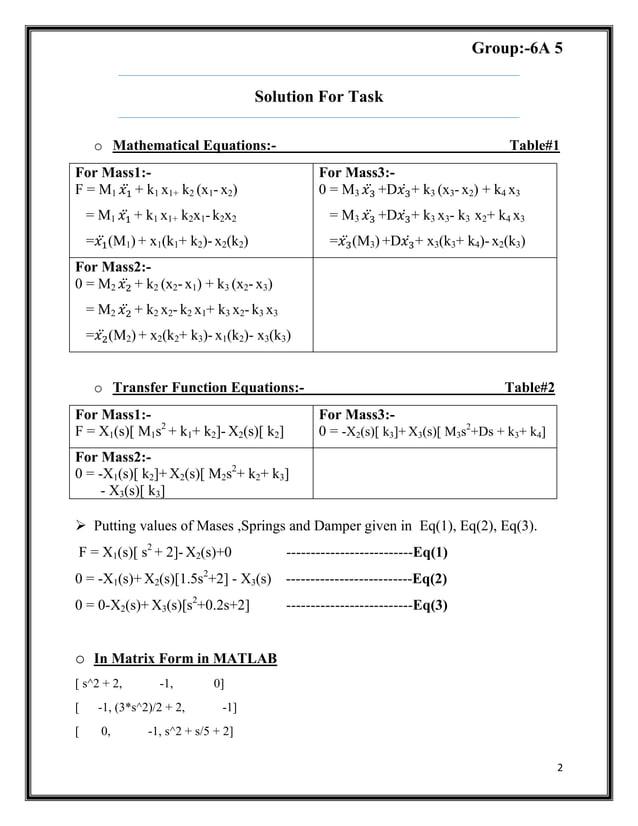 Mathematical Modelling of Electro-Mechanical System in Matlab | PDF