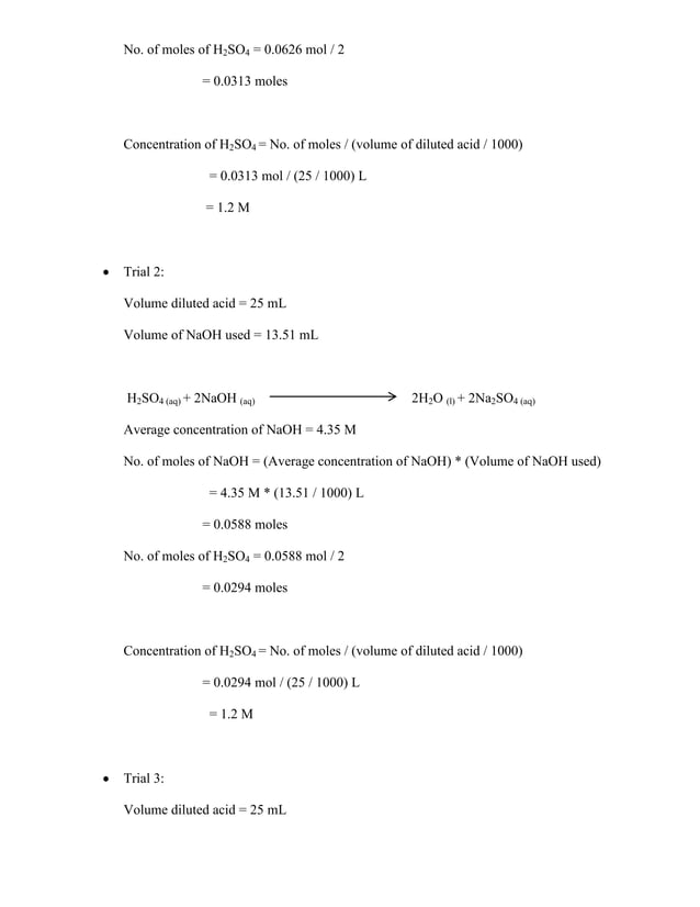 Chemistry Lab Report on standardization of acid and bases. | DOCX ...