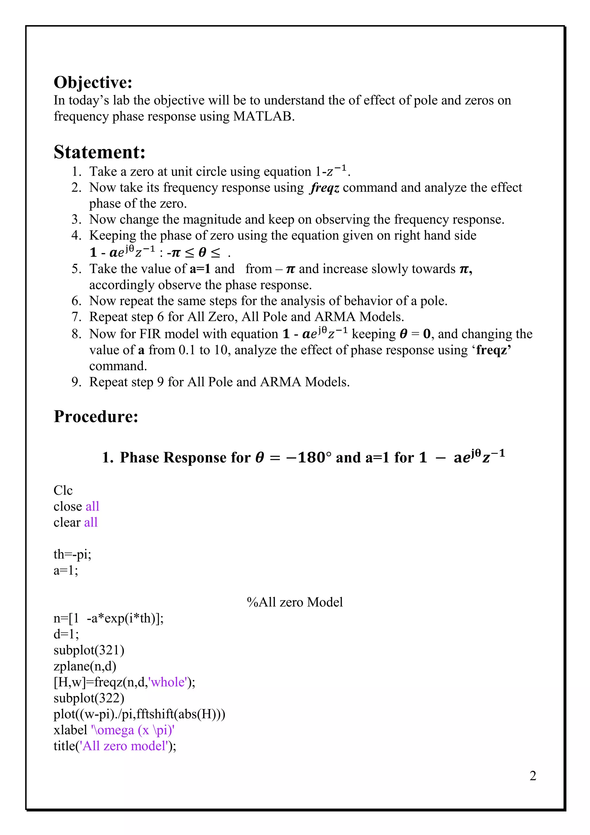 Phase Responce of Pole zero | PDF