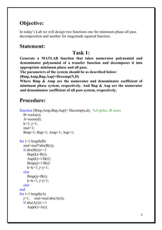 Minimum phase, All pass and Magnitude Squared Function | PDF